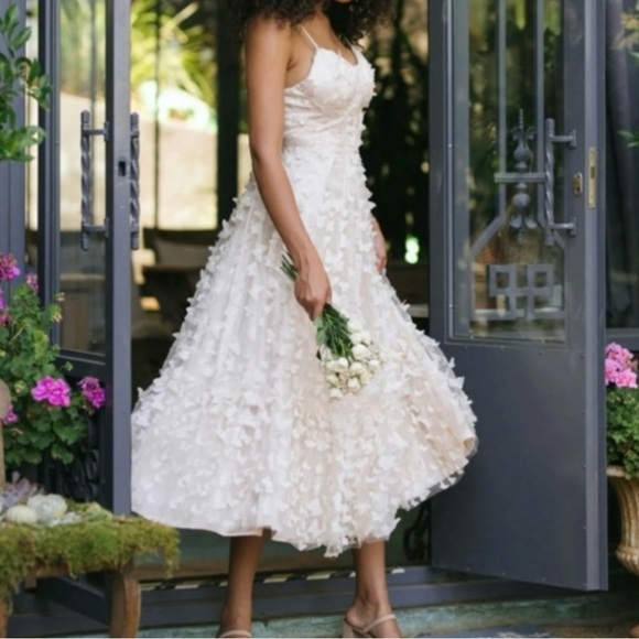 Mable | Dresses | Mable Cream 3d Butterfly Appliqu Midi Dress | Poshmark